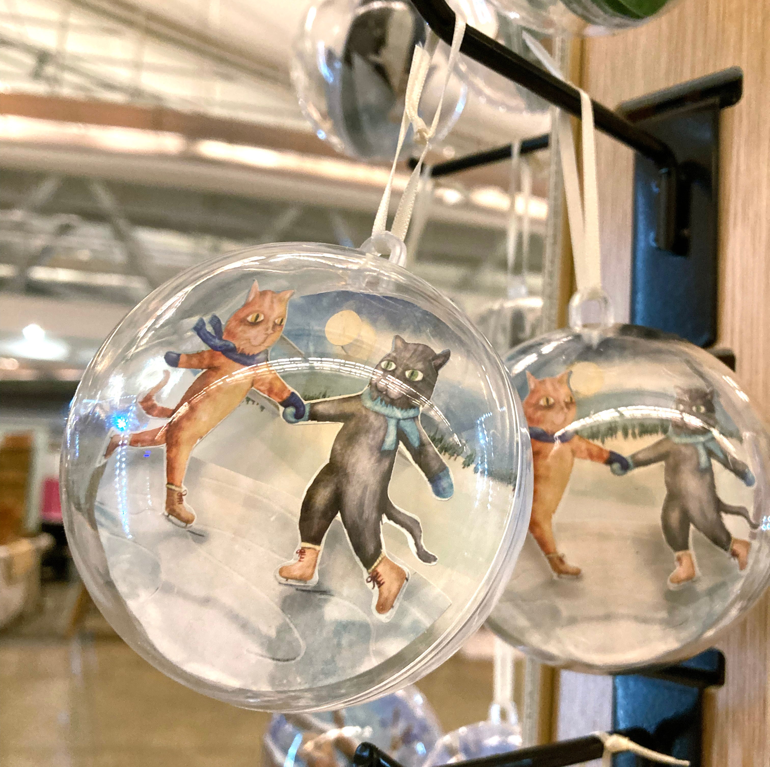 Ice Skating Cats Ball Ornament – Amelia Kieras Art LLC